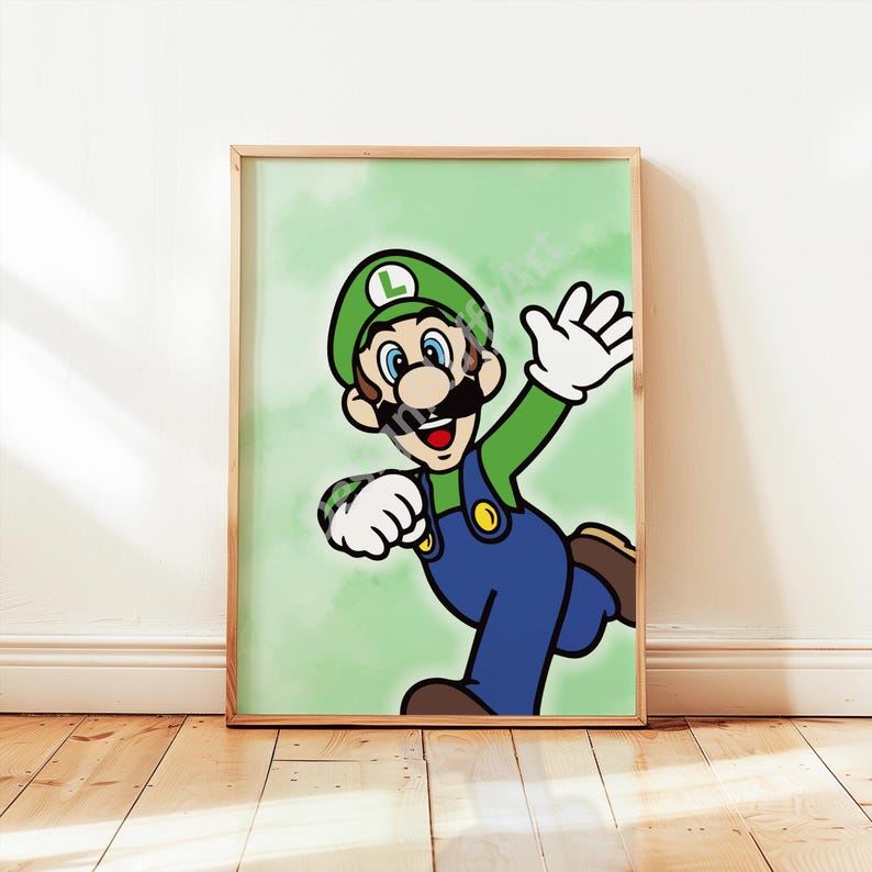 3 Full Colored Super Mario Bros Prints - Mario and Luigi, Toad, Gift ...