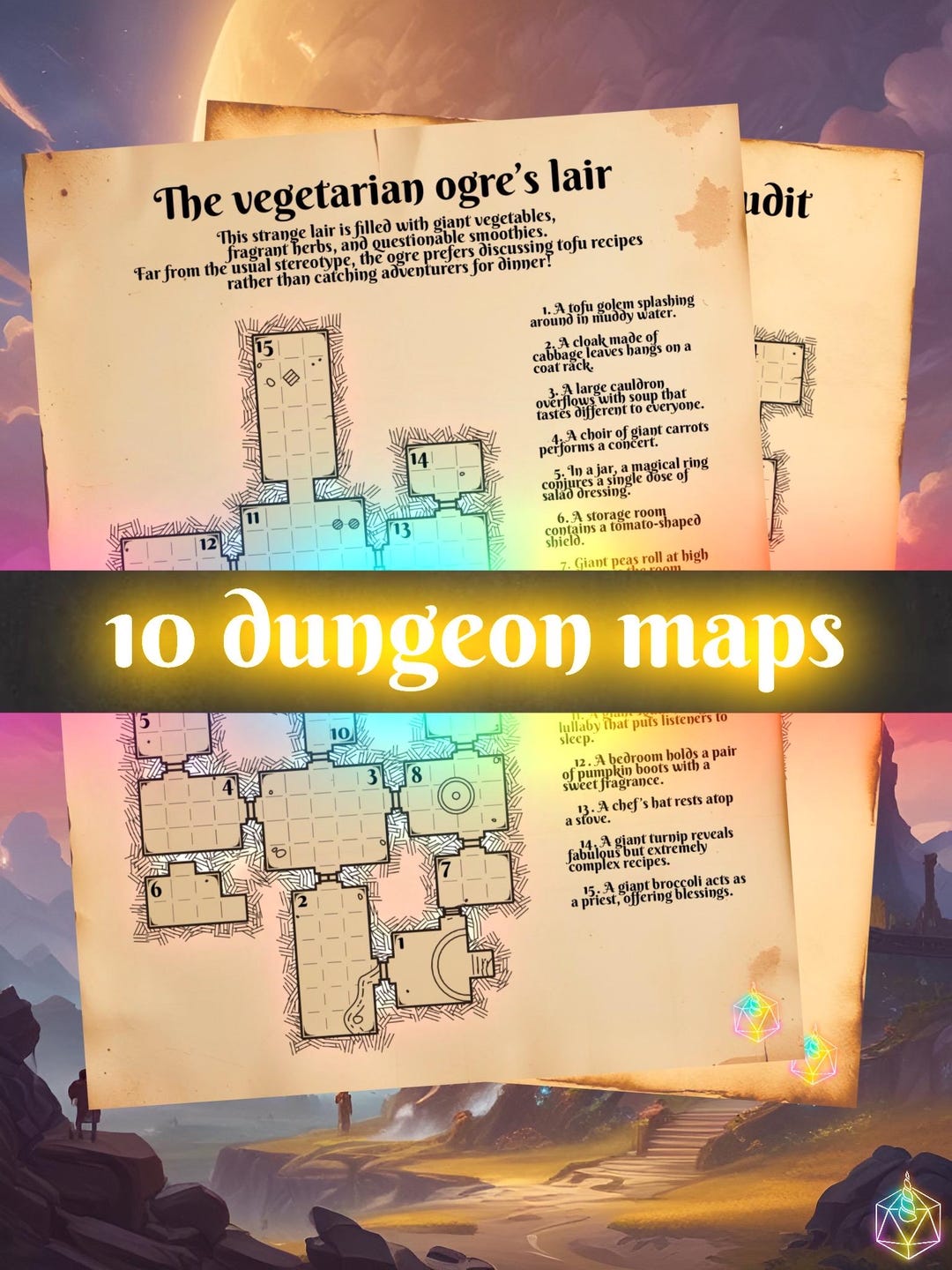 Pack 10 Dungeon Maps for Dungeon Master RPG EN FR Game Master Game ...