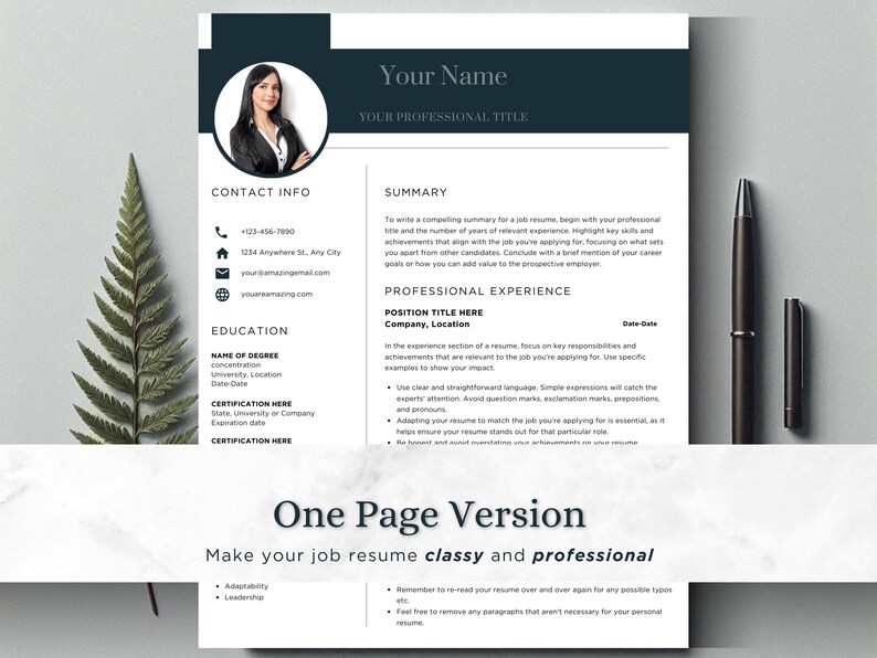 Professional and CLEAN Resume Template With Photo. First Job, CV, Clean ...