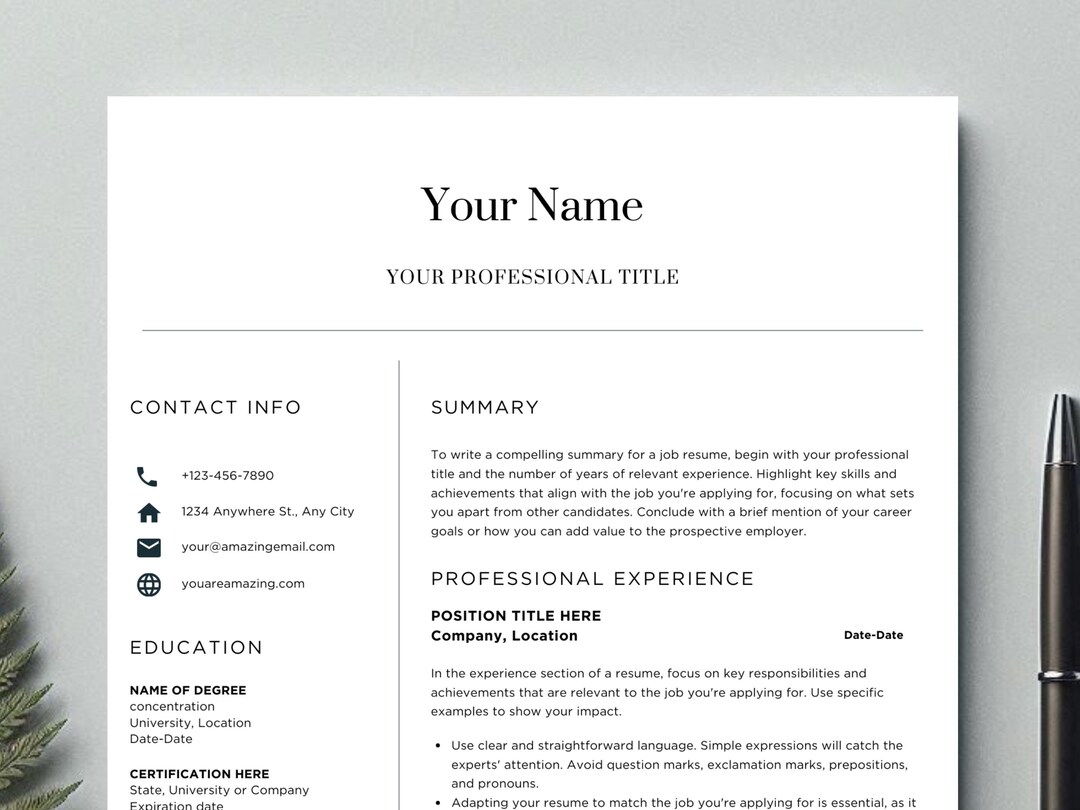 Professional and CLEAN Resume Template. First Job, CV, Clean and Modern ...