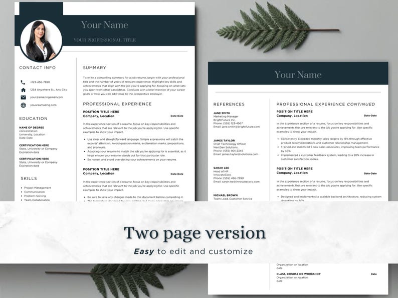 Professional and CLEAN Resume Template With Photo. First Job, CV, Clean ...