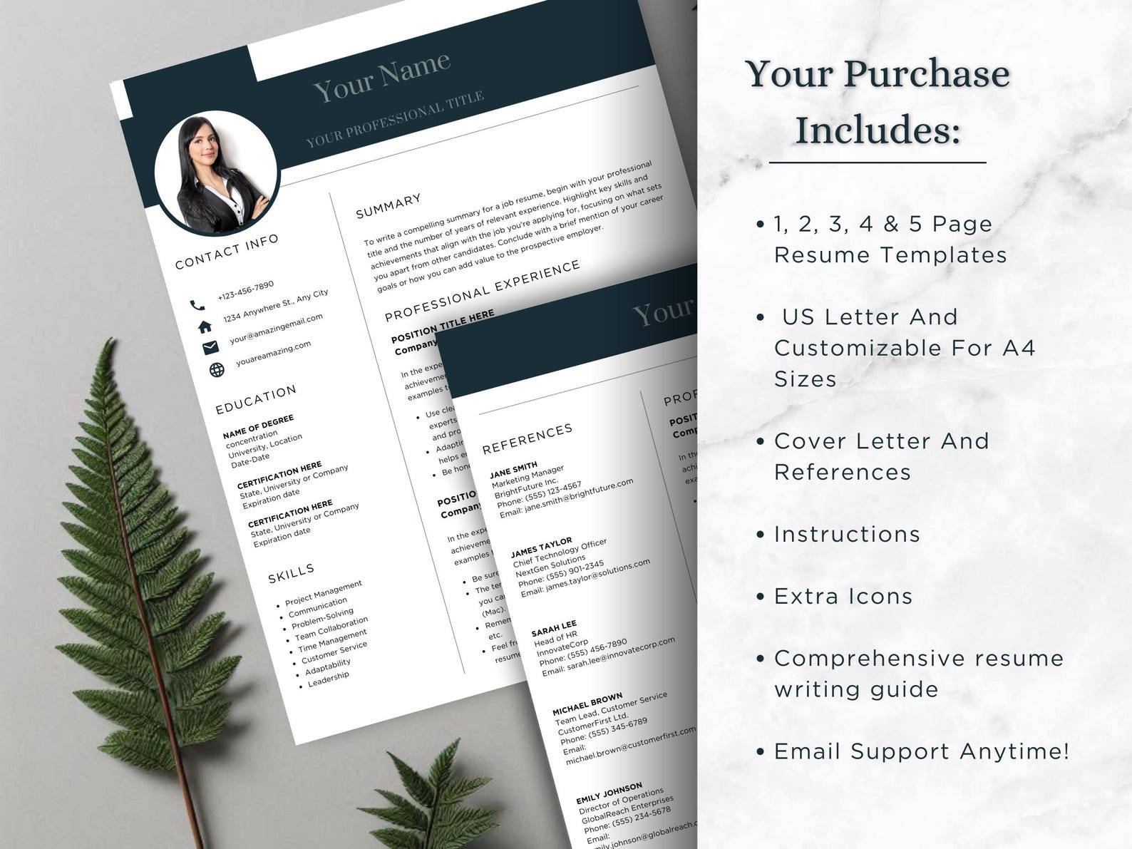 Professional and CLEAN Resume Template With Photo. First Job, CV, Clean ...