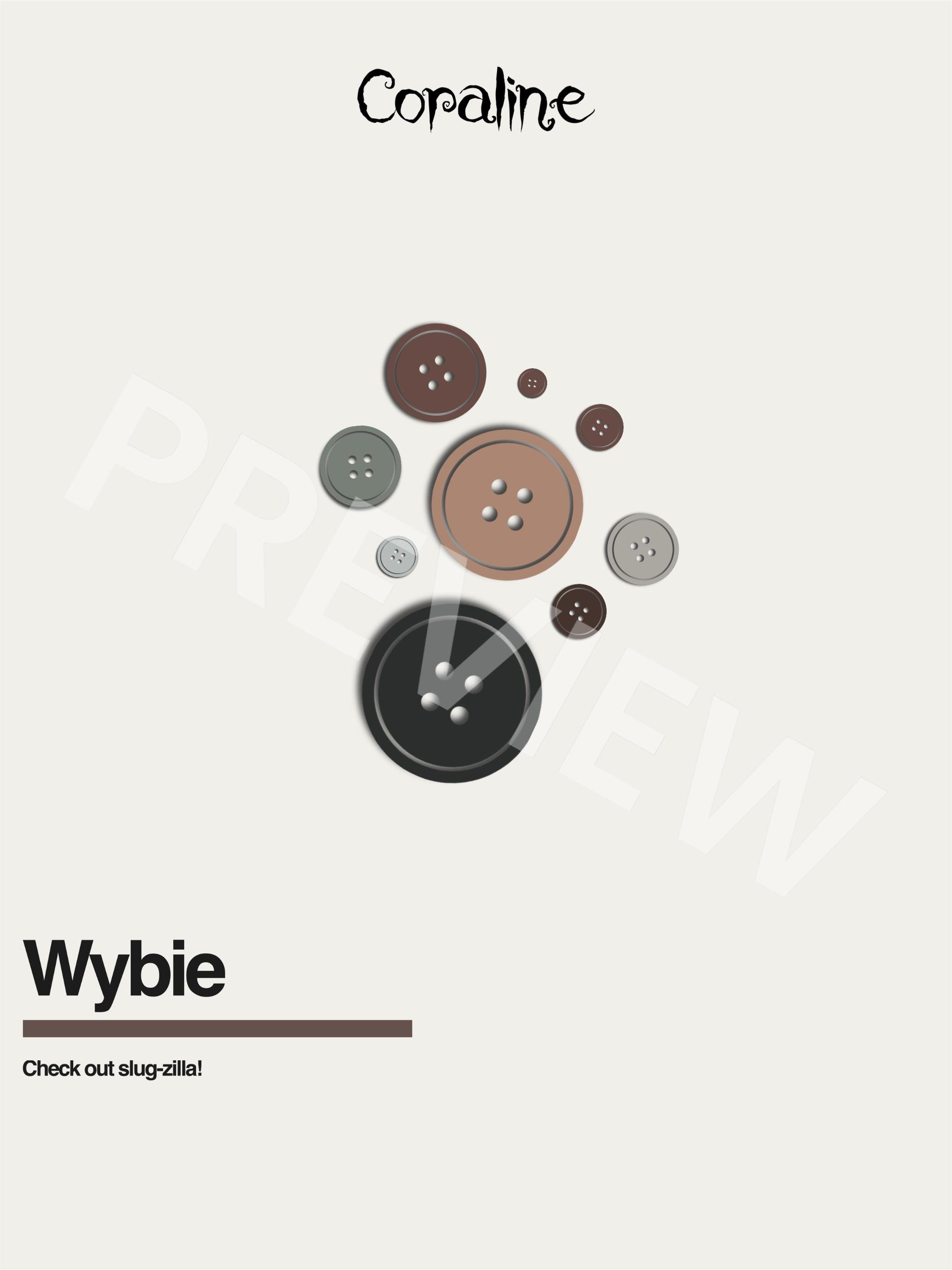 Coraline Minimalist Button Art Poster Wybie - Etsy