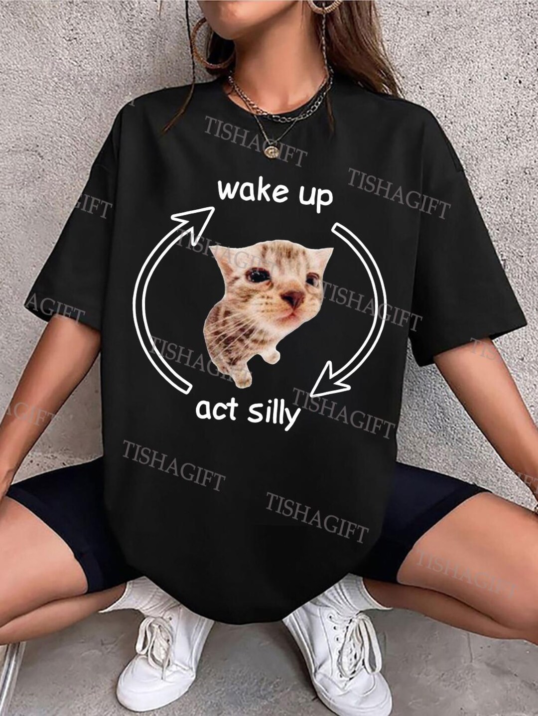 Wake up Act Silly PNG Funny Cat Meme Design Perfect for Cat Mom Gifts ...