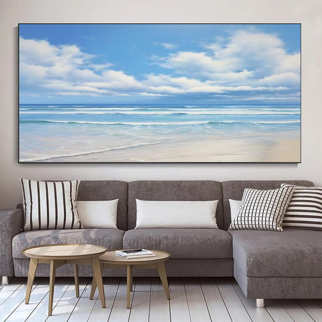 Beach Texture Painting,original Sea Abstract Oil Painting,large Sky and ...