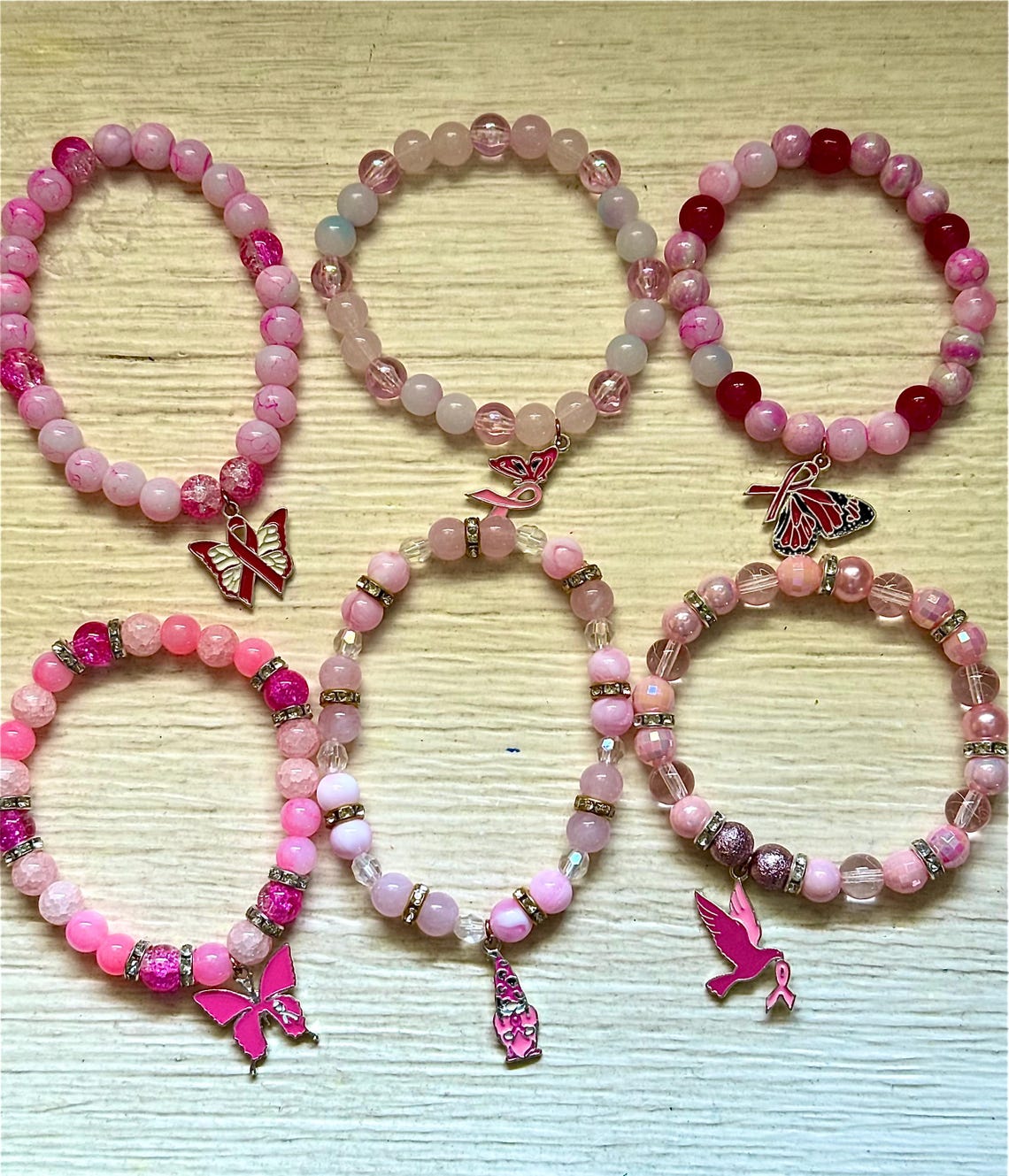 Breast Cancer Awareness Bracelets| Beaded Bracelet| 8mm Pink Beaded ...