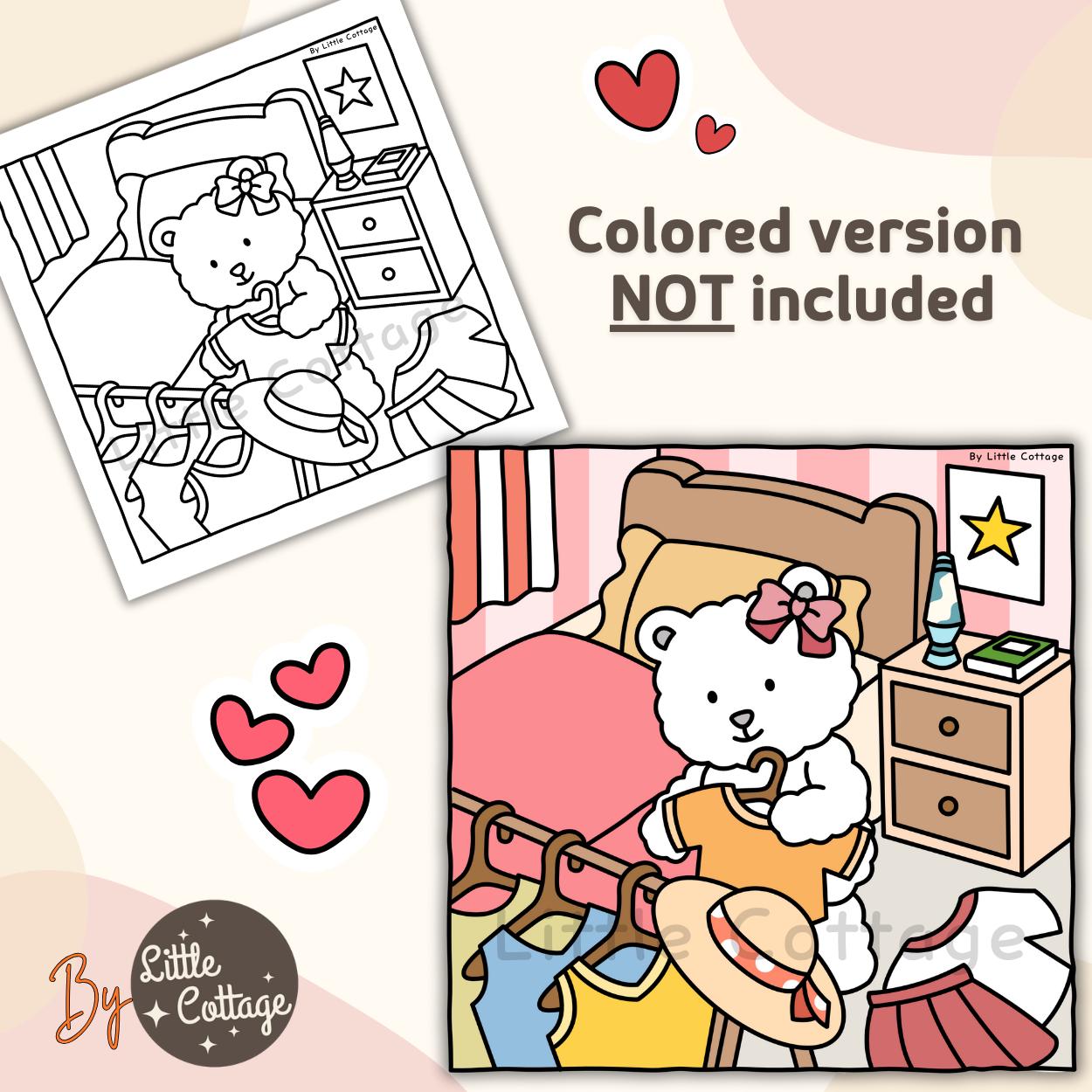 Cozy Days Coloring Book: Set 2 - Super Cute Teddy Characters in Comfy ...