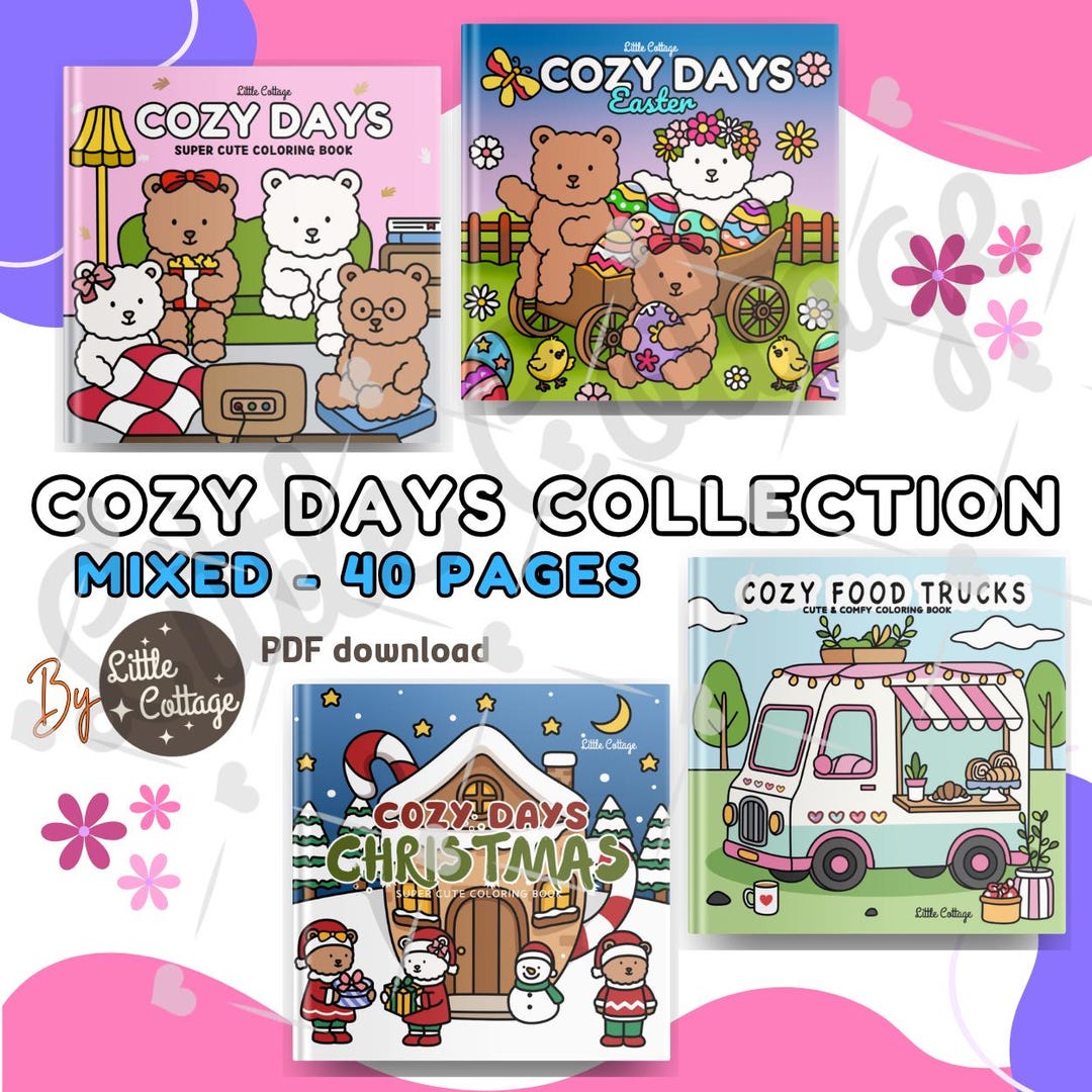 Cozy Days Collection 40 Mixed Coloring Pages: A Delightful Bundle of ...