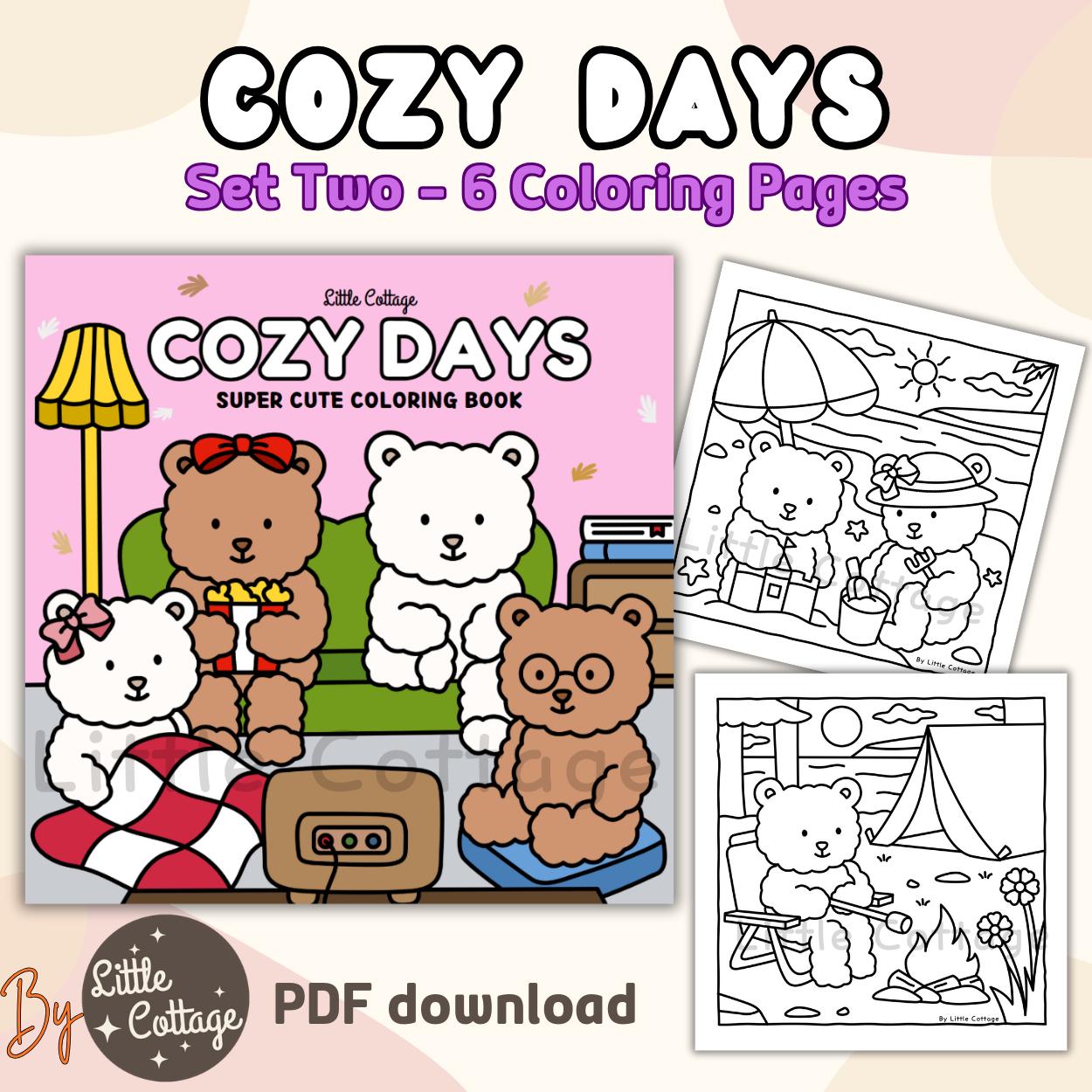Cozy Days Coloring Book: Set 2 - Super Cute Teddy Characters in Comfy ...