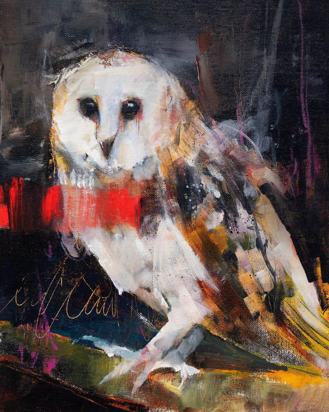 Owl Art Print | Abstract Wildlife Painting | Unique Home Decor - Etsy