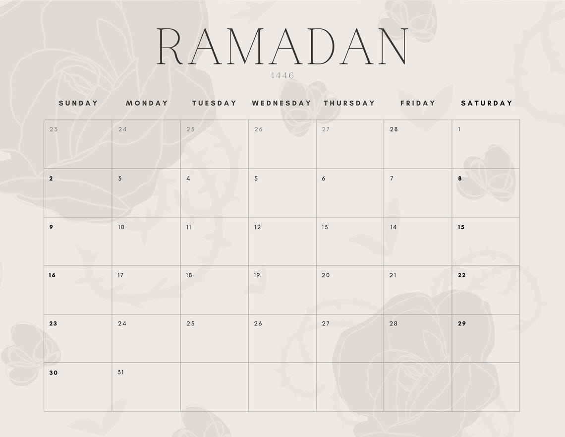 Calendrier du Ramadan 2025 imprimable, agenda du Ramadan, suivi du ...