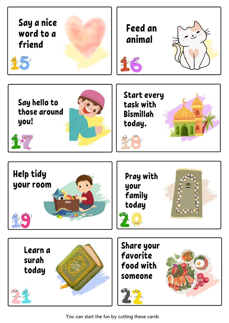 Ramadan Good Deeds Cards Printable Islamic Kids Activity Ramadan ...