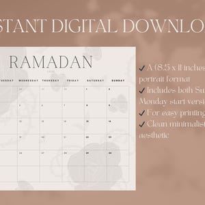 Calendrier du Ramadan 2025 imprimable, agenda du Ramadan, suivi du ...