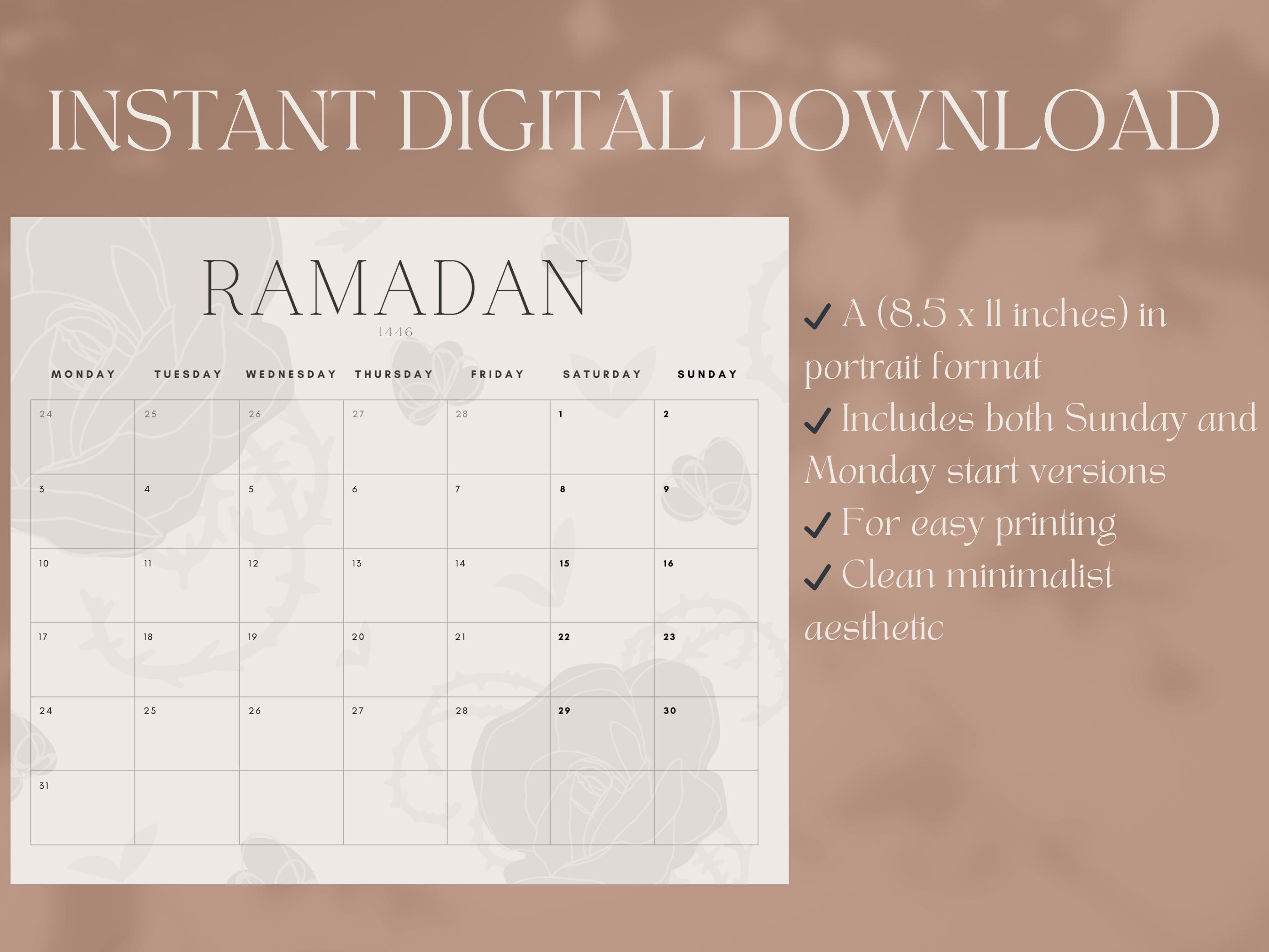 Calendrier du Ramadan 2025 imprimable, agenda du Ramadan, suivi du ...