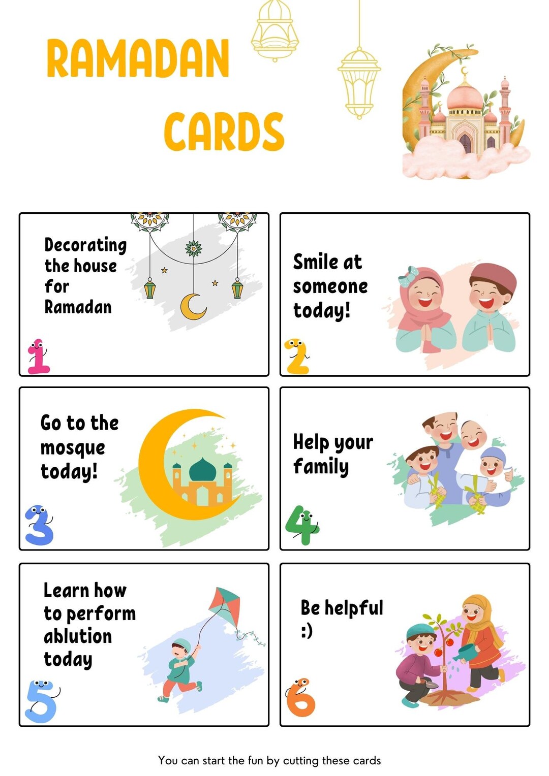 Ramadan Good Deeds Cards Printable Islamic Kids Activity Ramadan ...