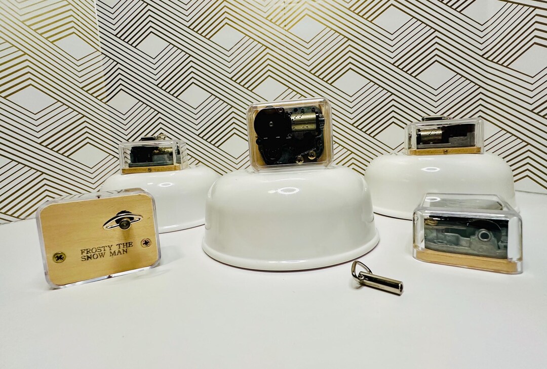 18 Note Musical Movement W/acrylic Case & Turnkey- Sankyo Cylinder ...
