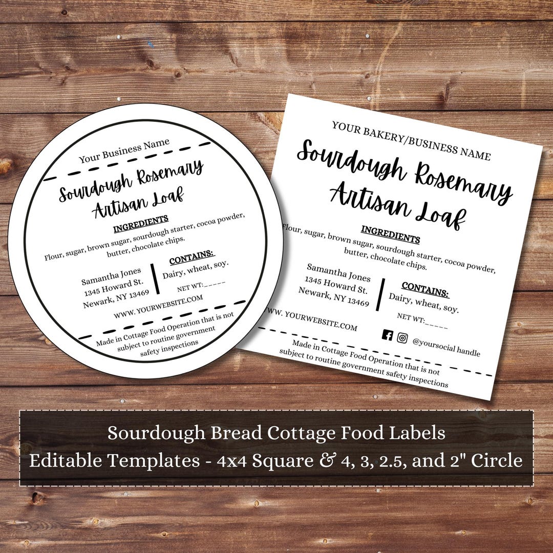 Editable Cottage Food Label | Bakery Bundle Template | Printable Food ...