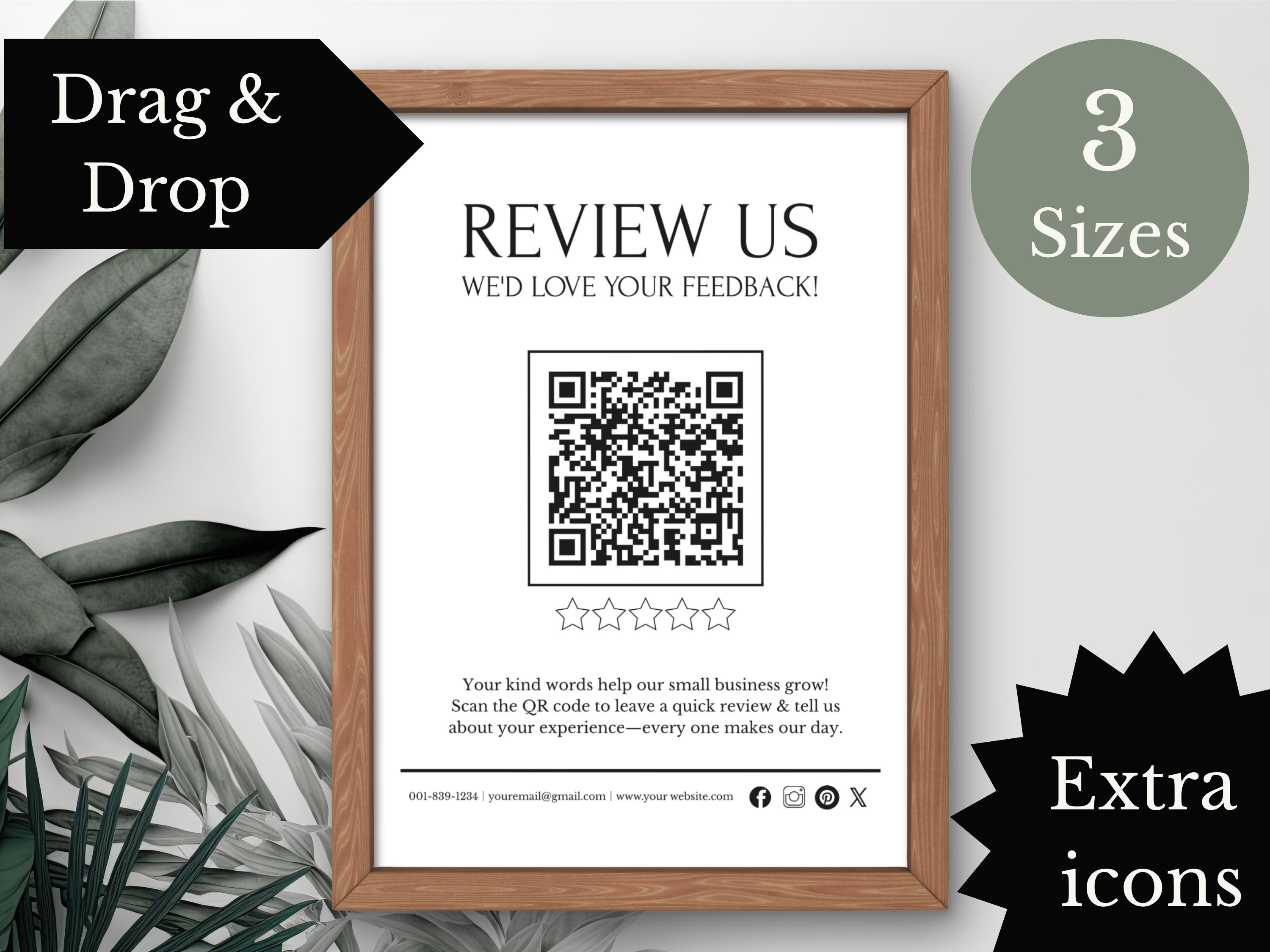 QR Code Google Review Sign: Drag & Drop Canva Template (digital ...