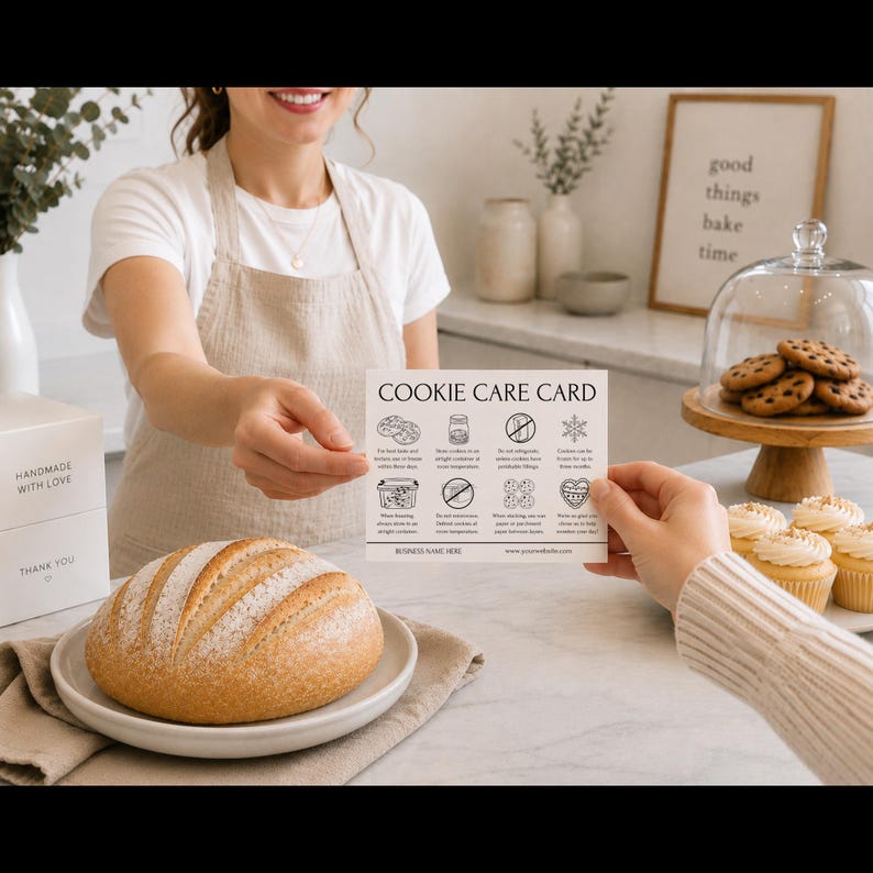 Minimalist Cookie Care Card Template and Thank You Card (canva Editable ...