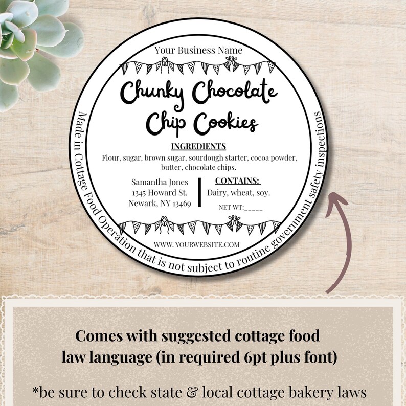 Cottage Food Label Template Bundle: Square & Circle, Editable in Canva ...