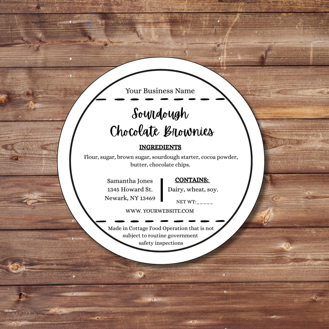 Printable Cottage Food Label | Custom Food Label | Editable Canva ...