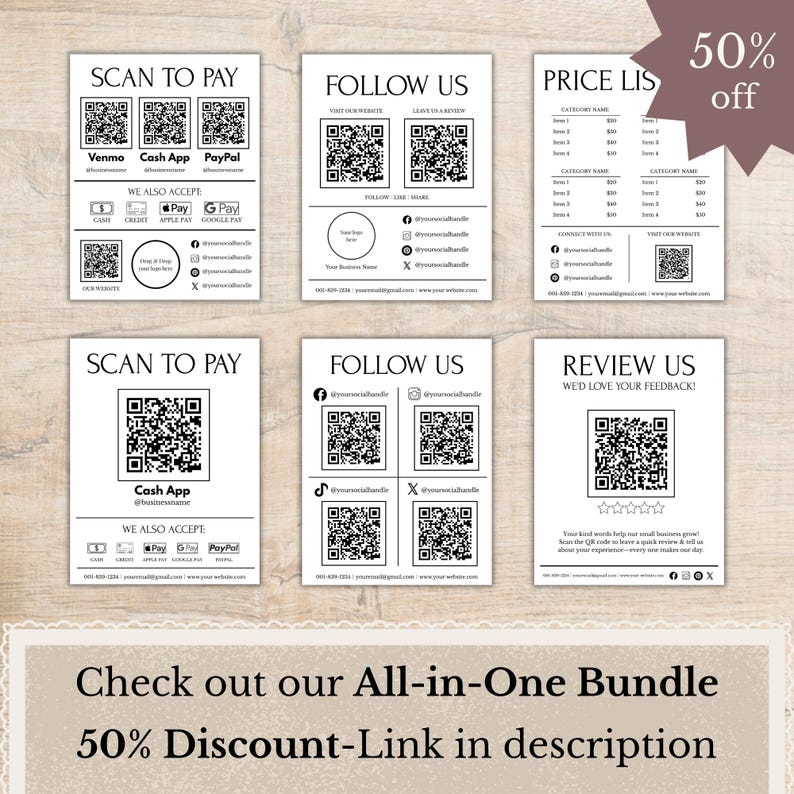 QR Code Price List Template | Small Business Sign (digital Download) - Etsy