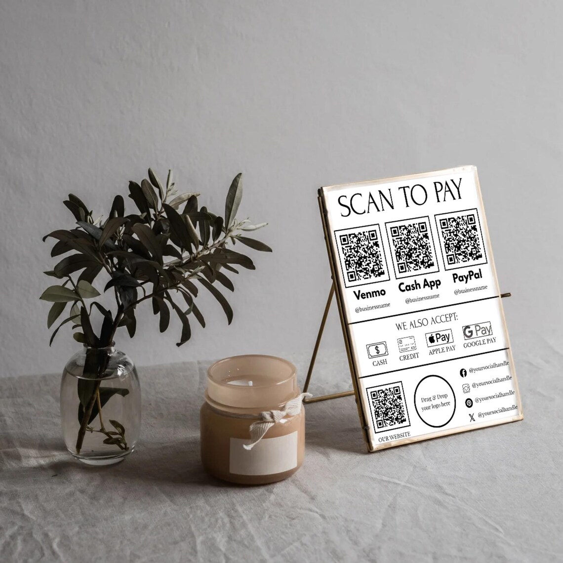 Small Business Sign Bundle: Price List, Scan to Pay, QR Code Signs ...