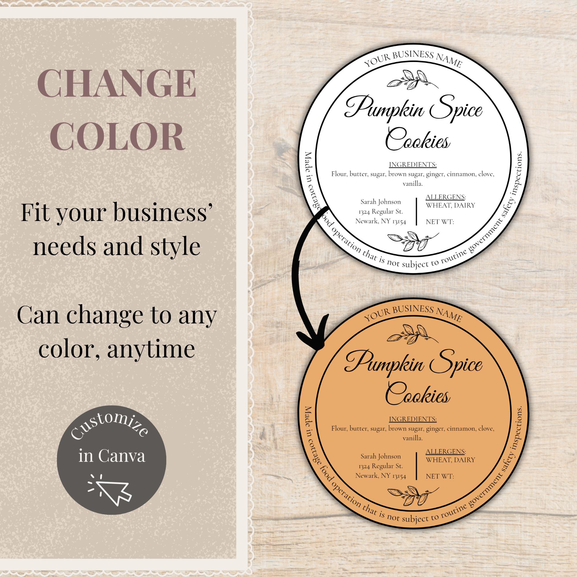 Vintage Cottage Food Label Template: Editable Circle Labels (digital ...
