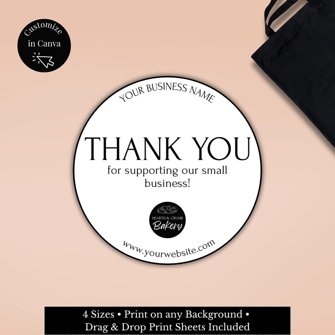 Editable Thank You Sticker Template: Minimalist Small Business ...