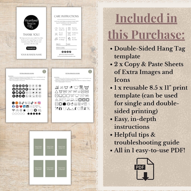 Editable Hang Tag Template, Custom Clothing Price Tag (digital Download ...