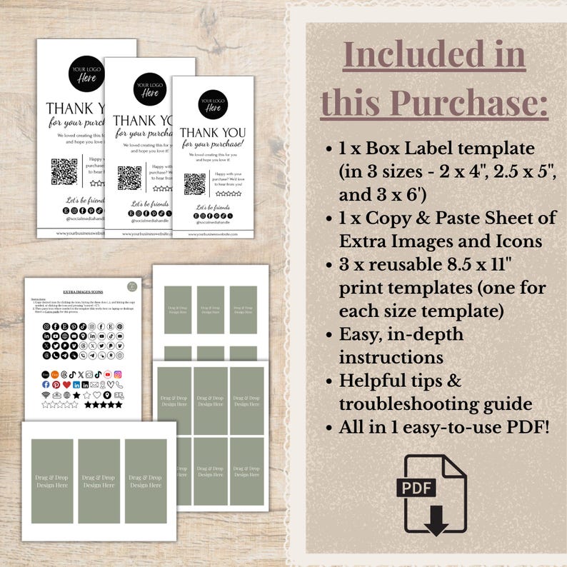 Editable Box Label Template, Custom Packaging Sticker for Small ...