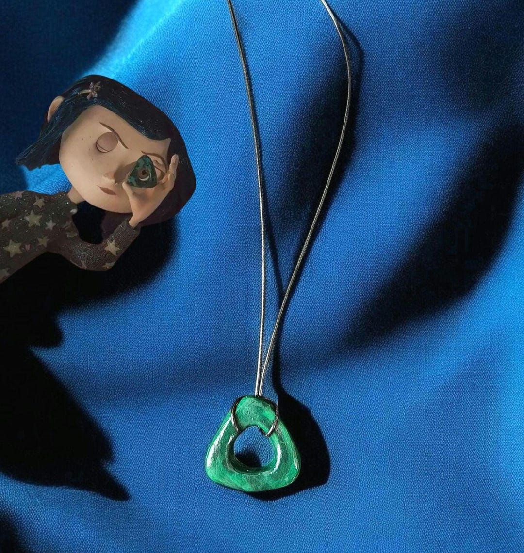 Coraline Inspired Necklace Looking Stone Necklace Green Seeing Stone ...