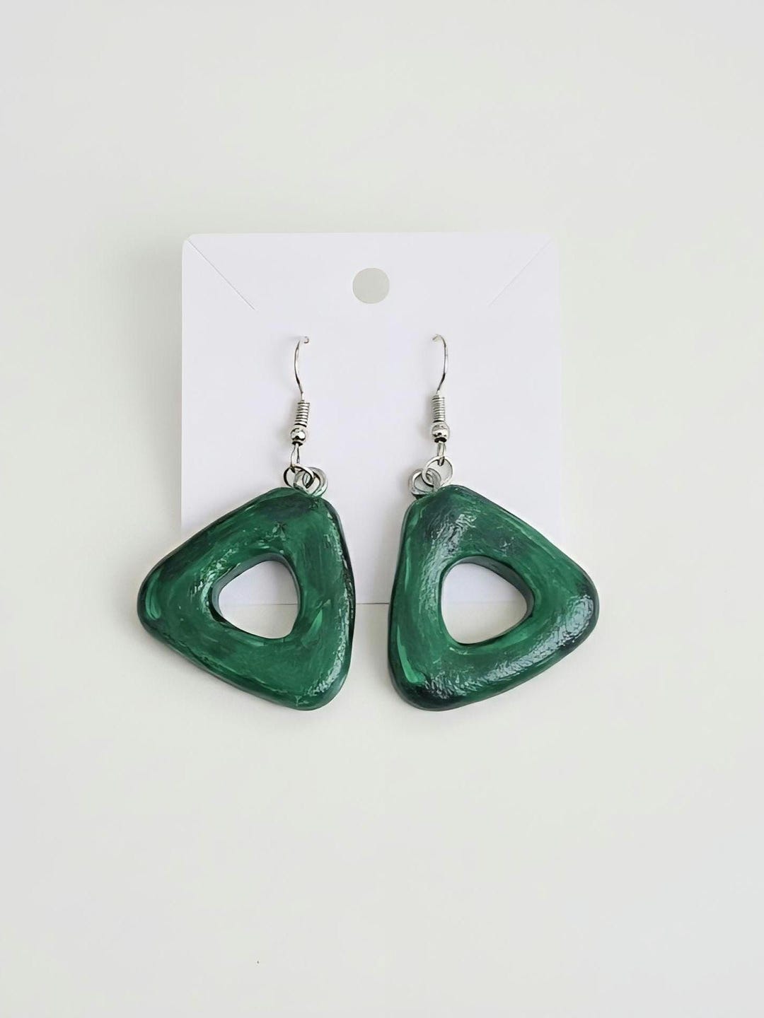 Whimsigoth Gothic Triangle Earrings – Emerald Green Mystic Dangles - Etsy