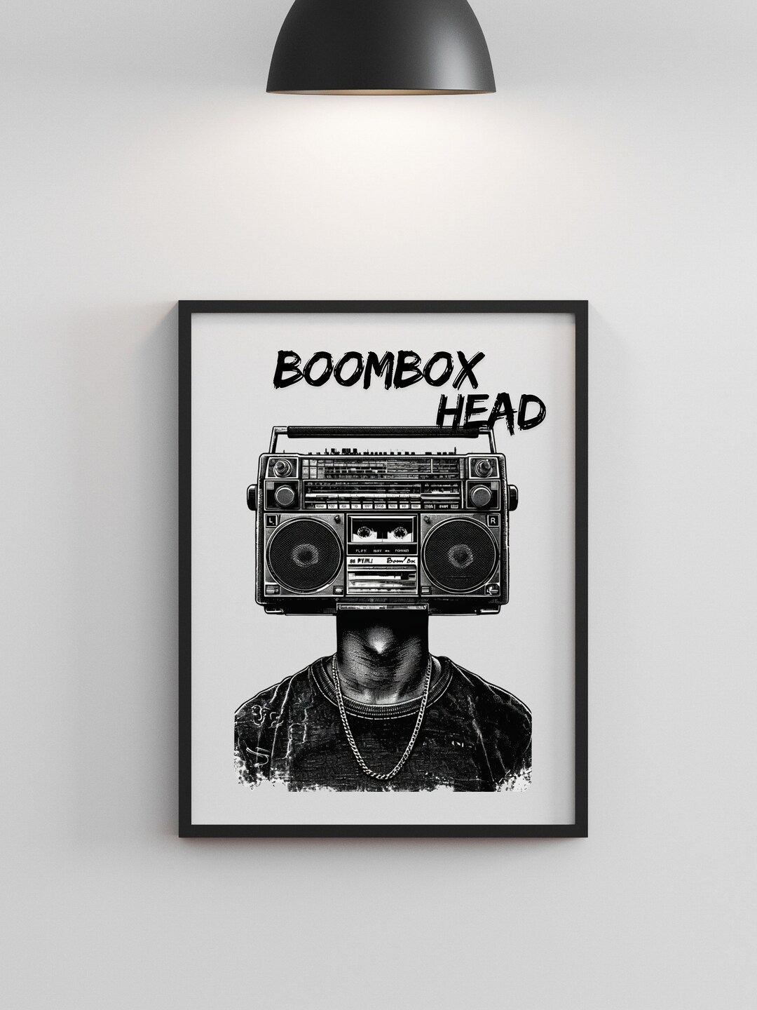 Retro Boombox Head Digital Print Unique Streetwear Poster, Vintage Hip ...
