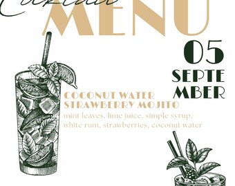 Editable Digital Cocktail Menu Template - Etsy