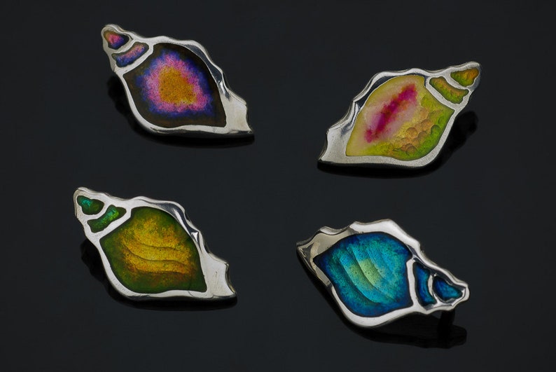 Purple Conch Champleve Enameled Pendant - Etsy