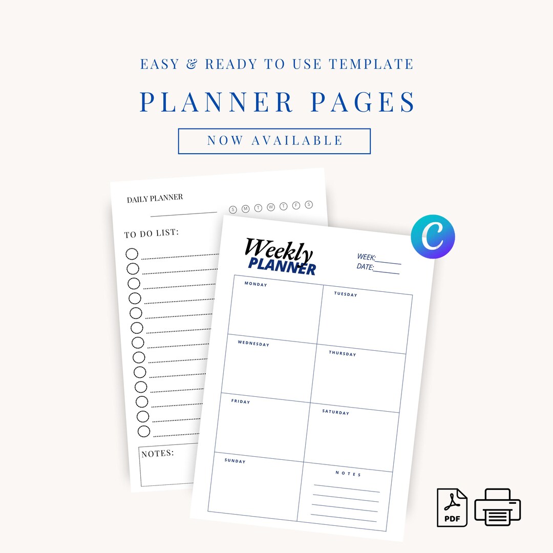 Weekly Planner Printable Minimalist Planner, Portrait Undated Planner ...
