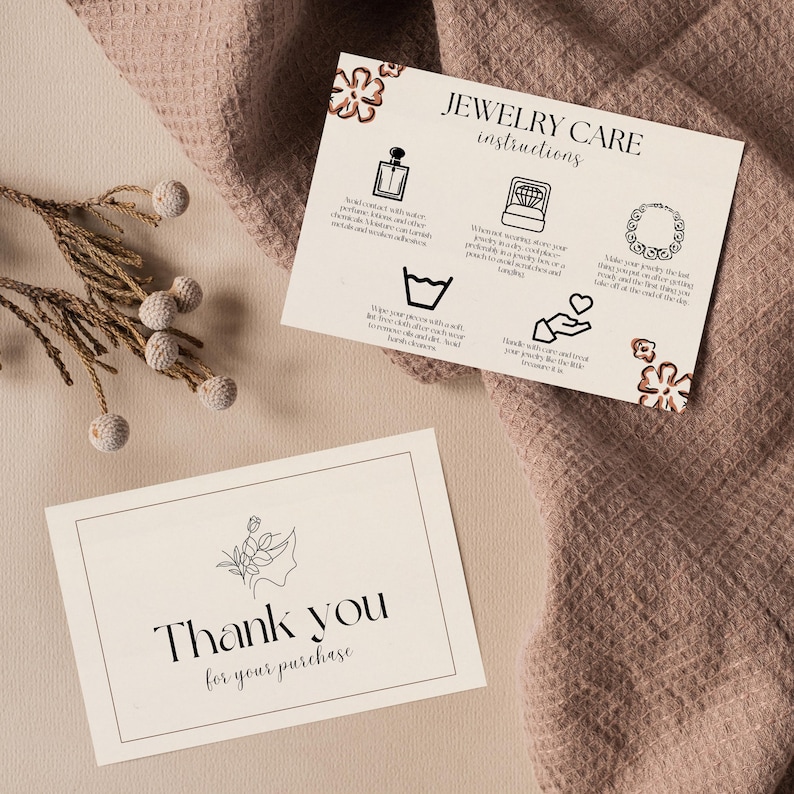 Editable Jewelry Care Card Template, Minimalist Printable Canva Insert ...