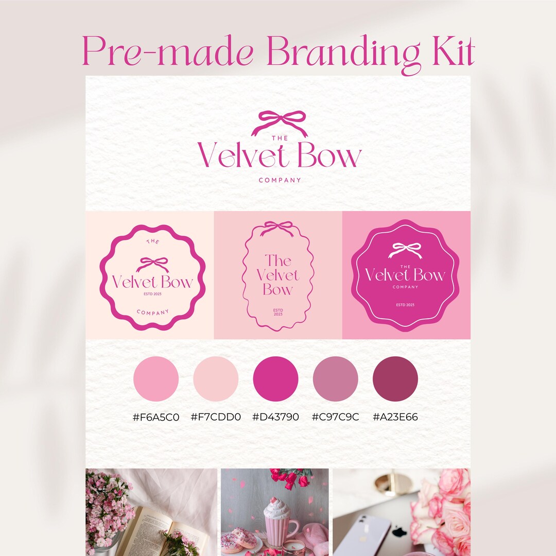 Coquette Branding Kit, Mini Branding Kit, Pink Business Logo, Canva ...