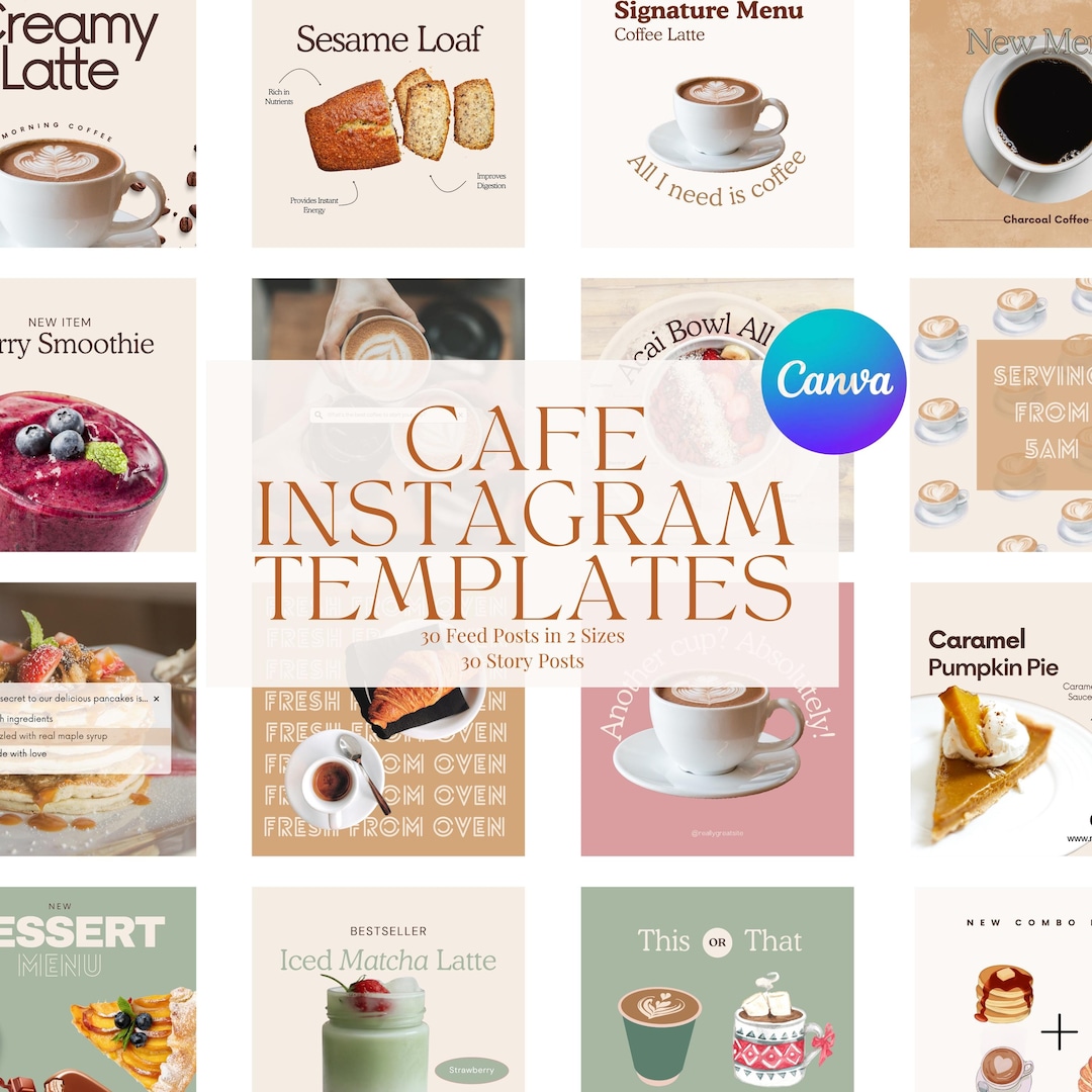 Cafe Instagram Templates | Canva Social Media Kit for Coffee Shops ...