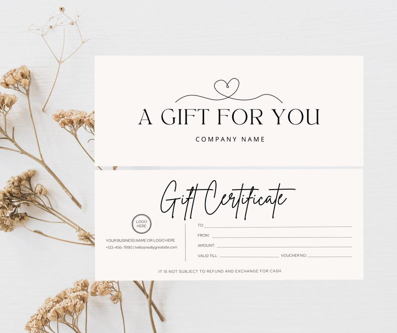 Gift Certificate Template, Editable Gift Certificate Template, Modern ...