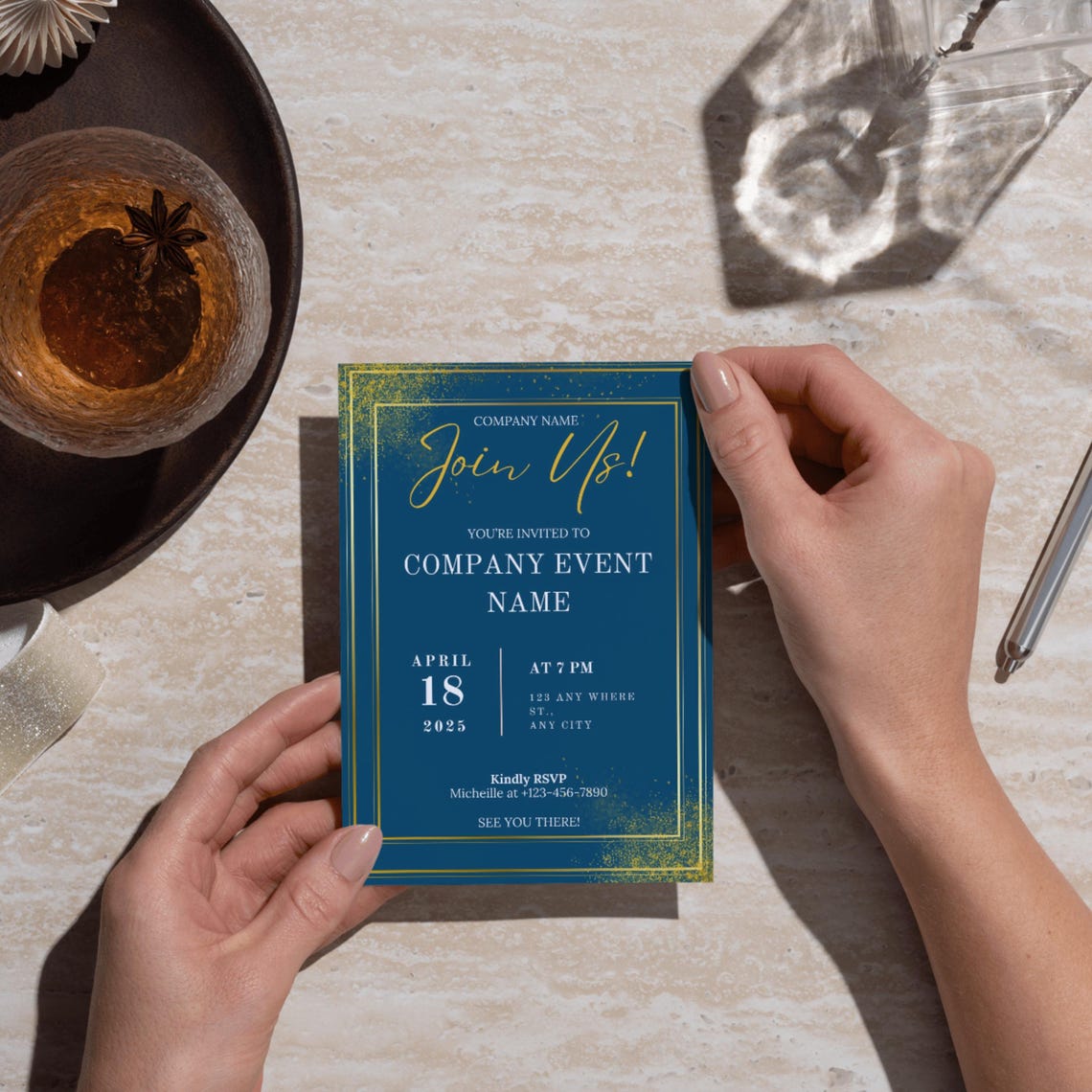 Blue Business Invitation Canva Template, Corporate Annual Event Dinner ...