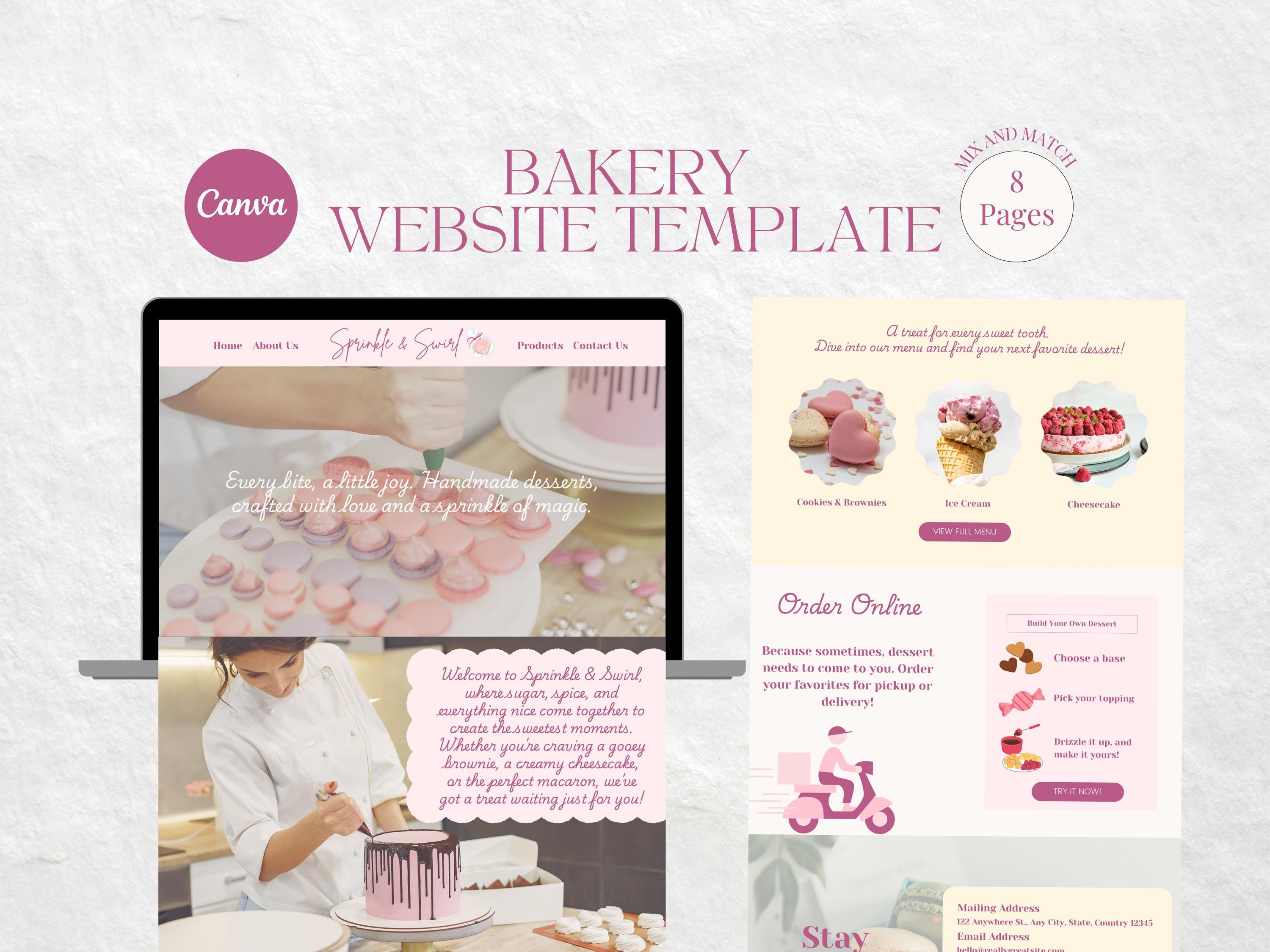 Bakery Canva Website, Dessert Shop Website Template , Canva Website ...