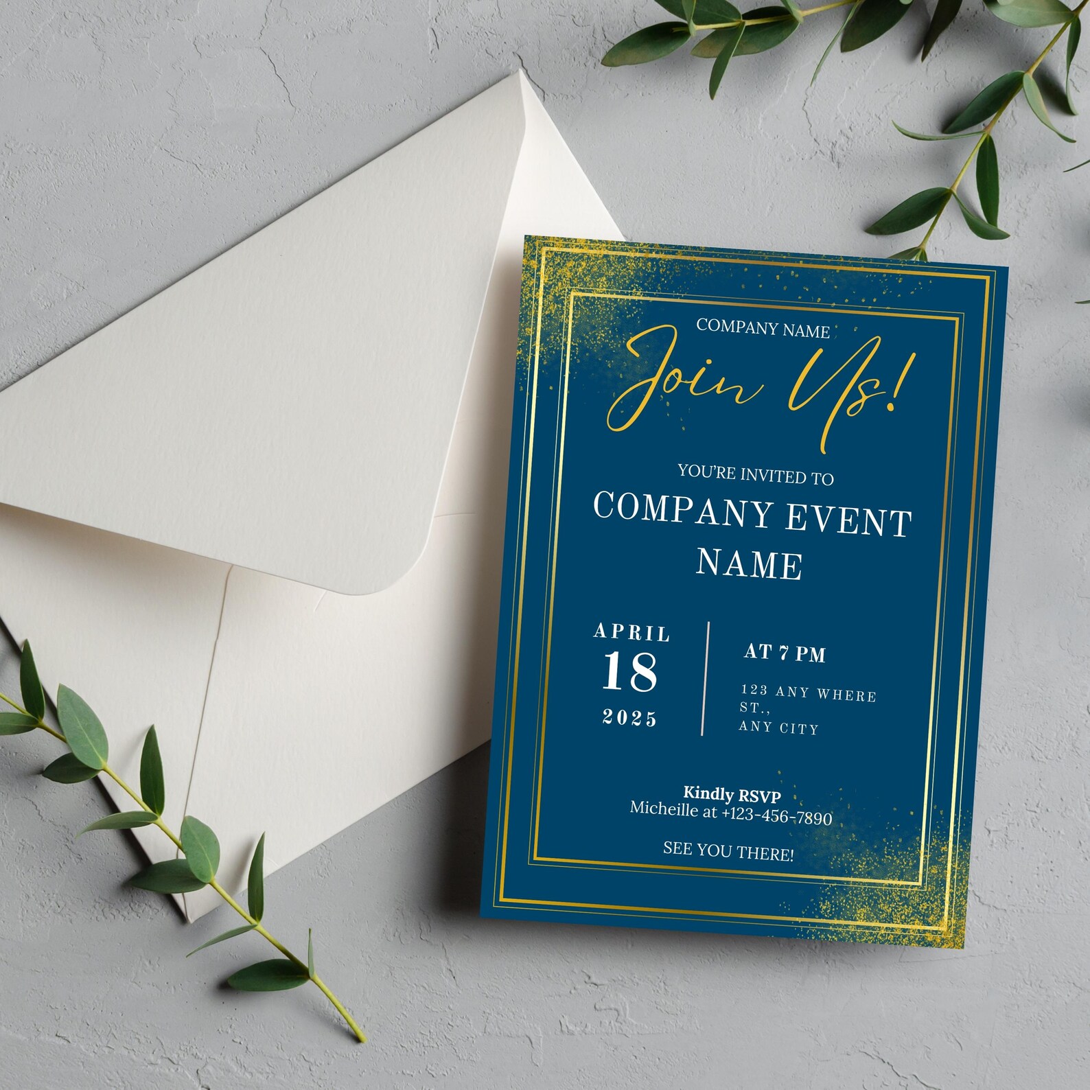 Blue Business Invitation Canva Template, Corporate Annual Event Dinner ...