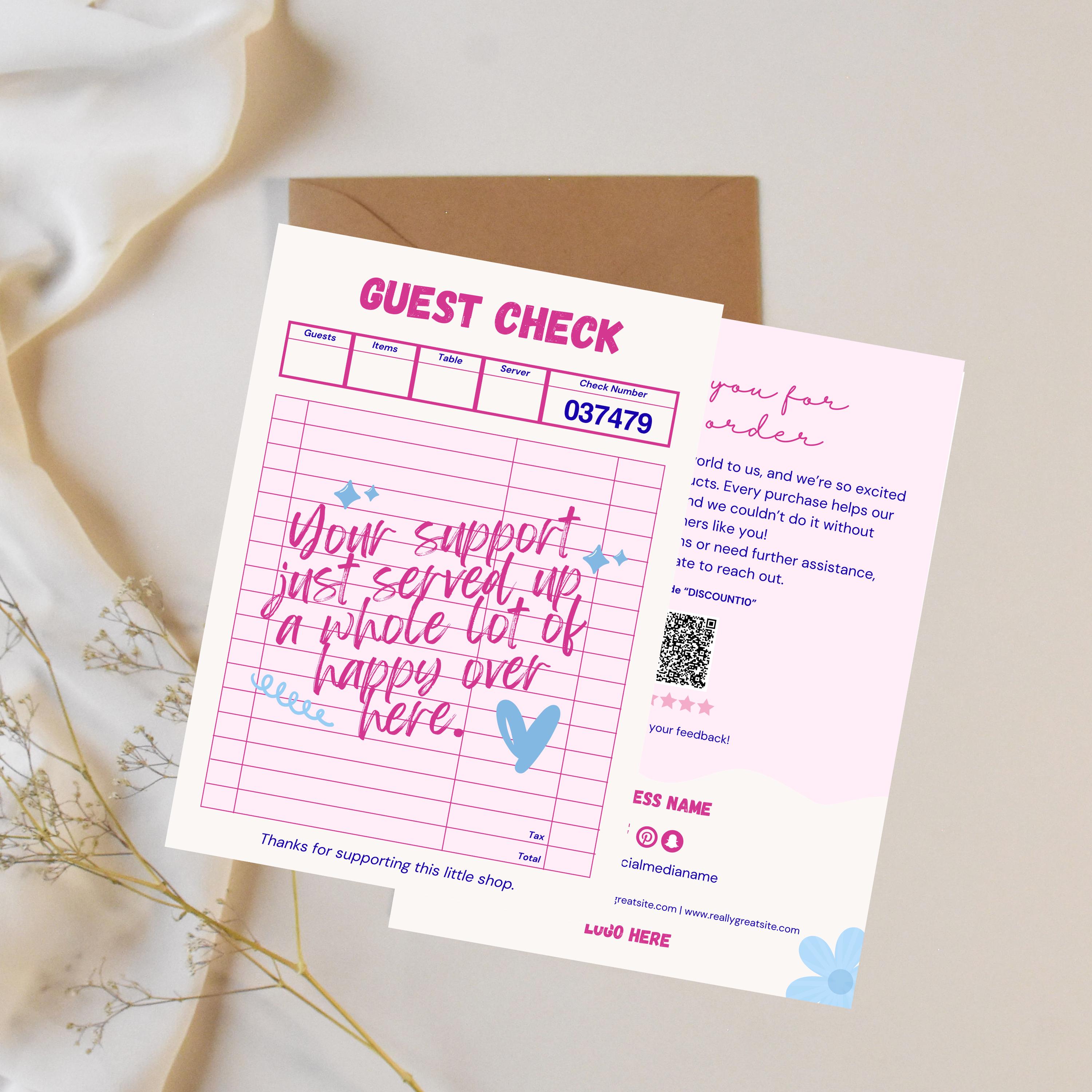 Trendy Thank You Card, Pink Retro Editable Customer Thank You Small ...