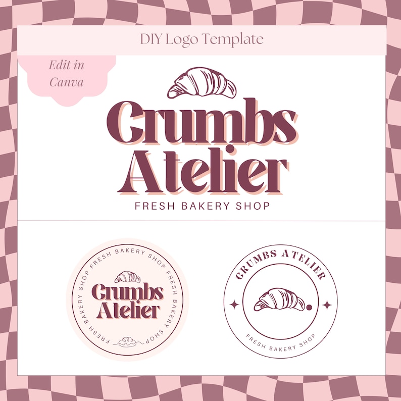 Bakery Logo Template, Editable Canva Logo, Patisserie Branding Kit ...