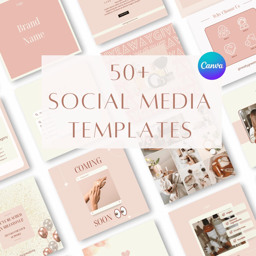 Pink Instagram Templates 50 Pink Social Media Templates Canva Template ...