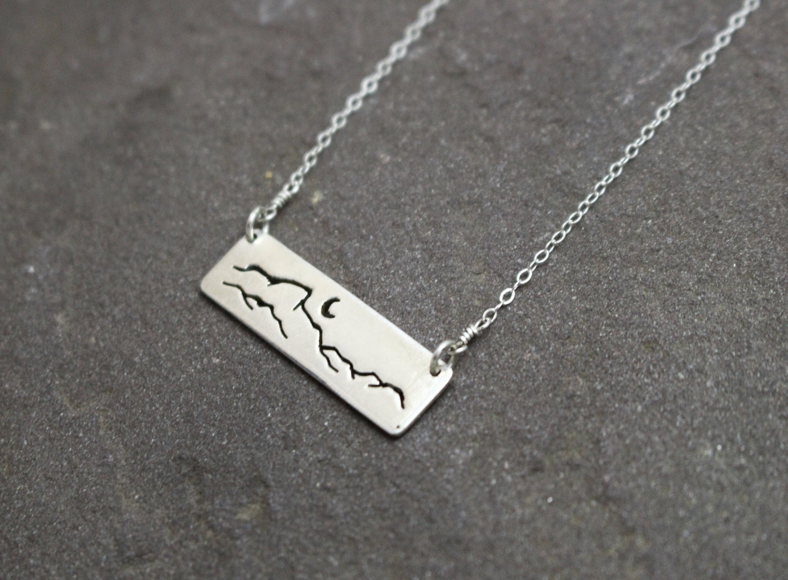 Camel's Hump and Crescent Moon Cutout Bar Necklace - Etsy
