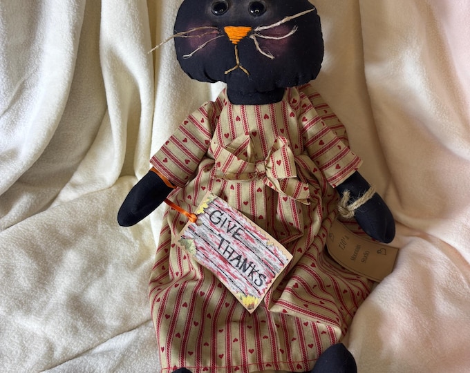 Fall/thanksgiving OOAK “give Thanks” Primitive Cat Doll 16’ - Etsy