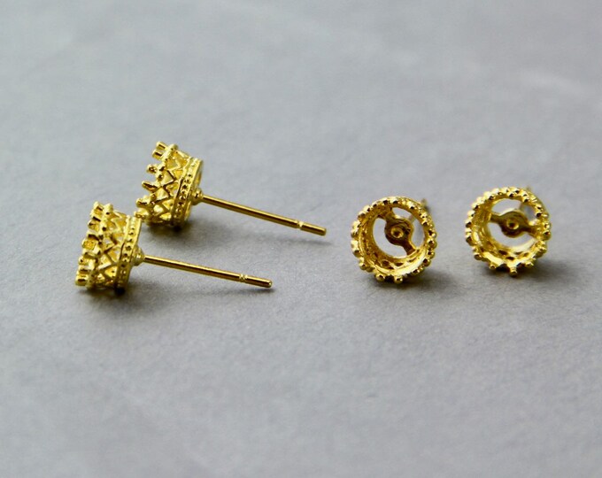 12 X Crown Ear Stud Base Blanks 6MM Stud Earring Settings - Etsy